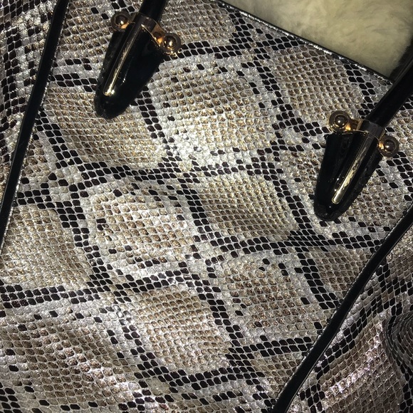 Bags | Metallic Snake Print Purse | Poshmark